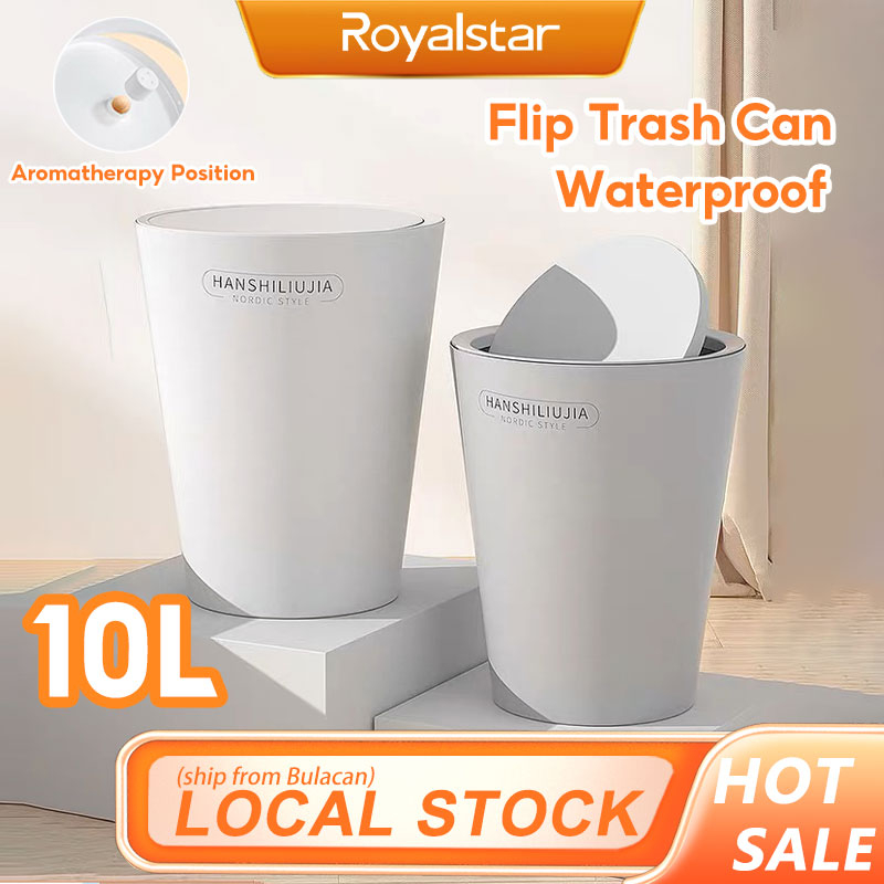 Royalstar 10L Trash Can With Cover Kitchen Shake Lid Garbage Storage ...