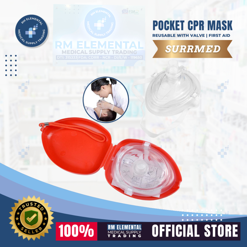 Pocket CPR Breathing Mask SURRMED First Aid Artificial Respiration Reusable With Valve | Shopee ...