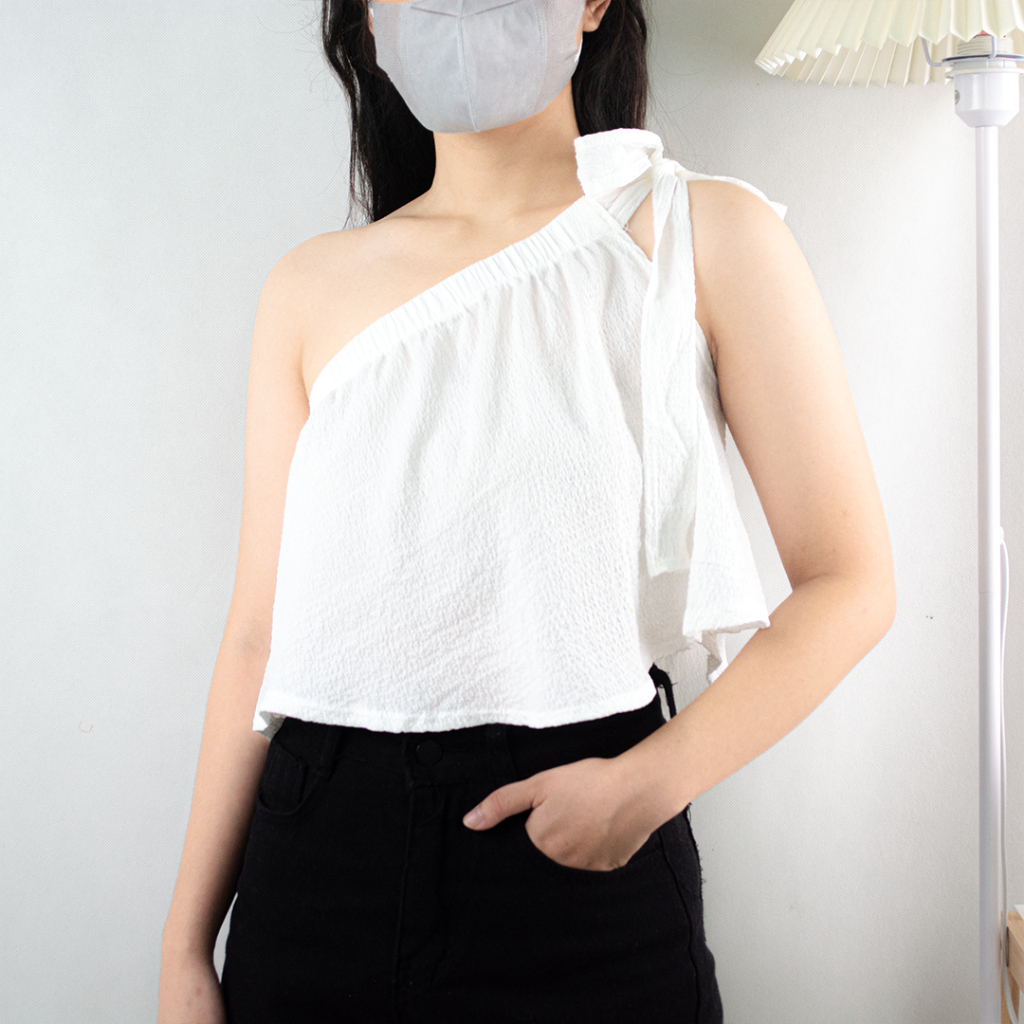 KILY.PH Crop top Fashion Gretchen one side Ribbon Summer Sexy Flowy ...