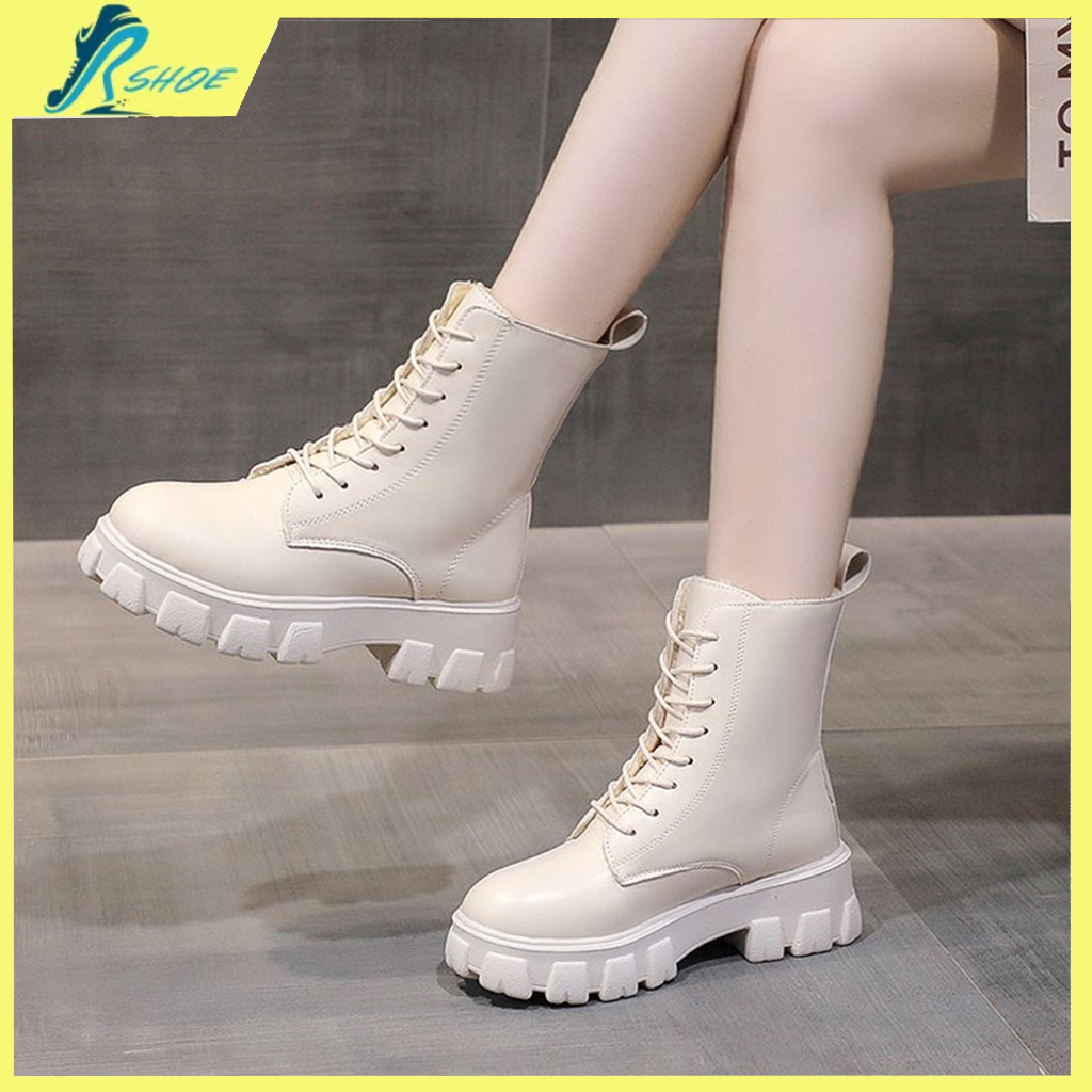 JR High Quality Ankle Boots Thick Sole Casual Leather Martin Boots ...