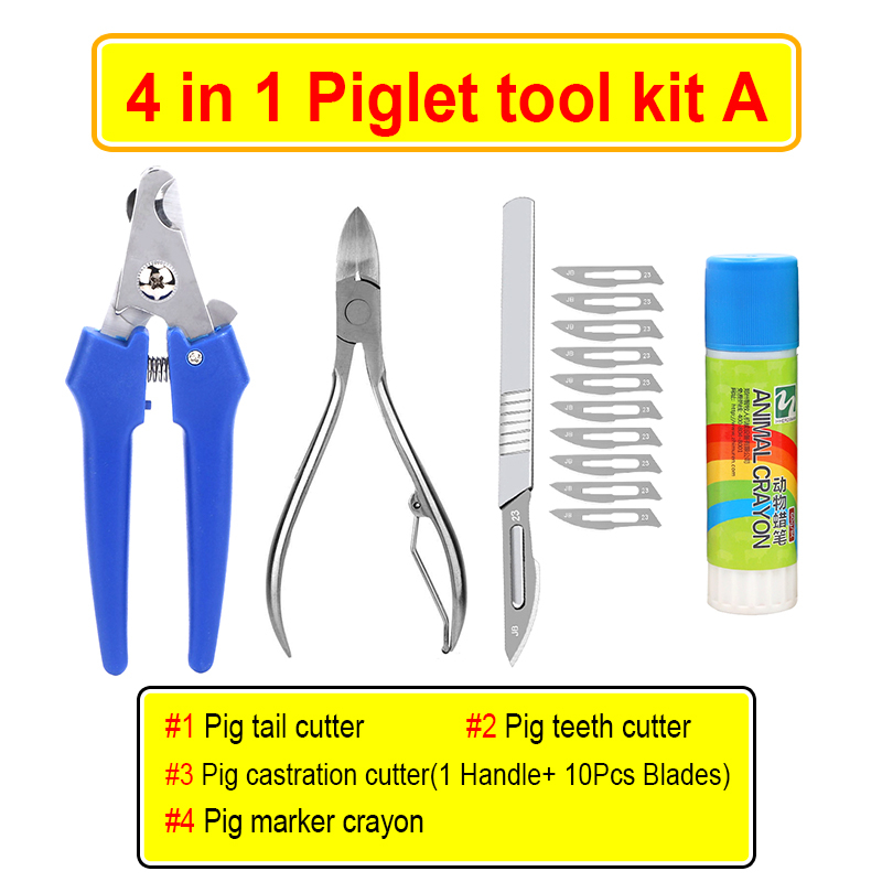 4 IN 1 Pig kit Piglet tail cutter+Pig tooth nipper+Piglet castration ...