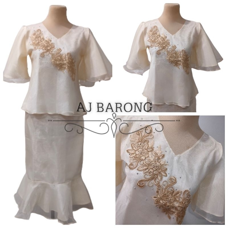 Palda blouse pang ninang B/s 01, mother bias cut Geena lining | Shopee ...