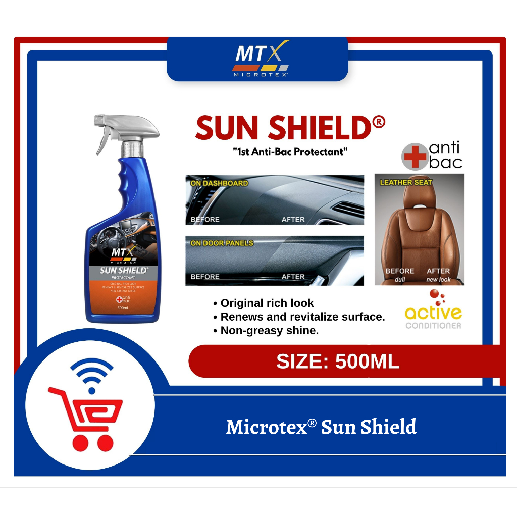 Microtex MTX Car Care Sun Shield Protectant Anti-Bacterial Car Interior ...