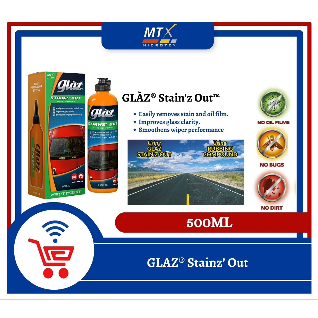 Microtex MTX Glass Detailing Glaz Stainz' Out Glass Compound (500ml ...