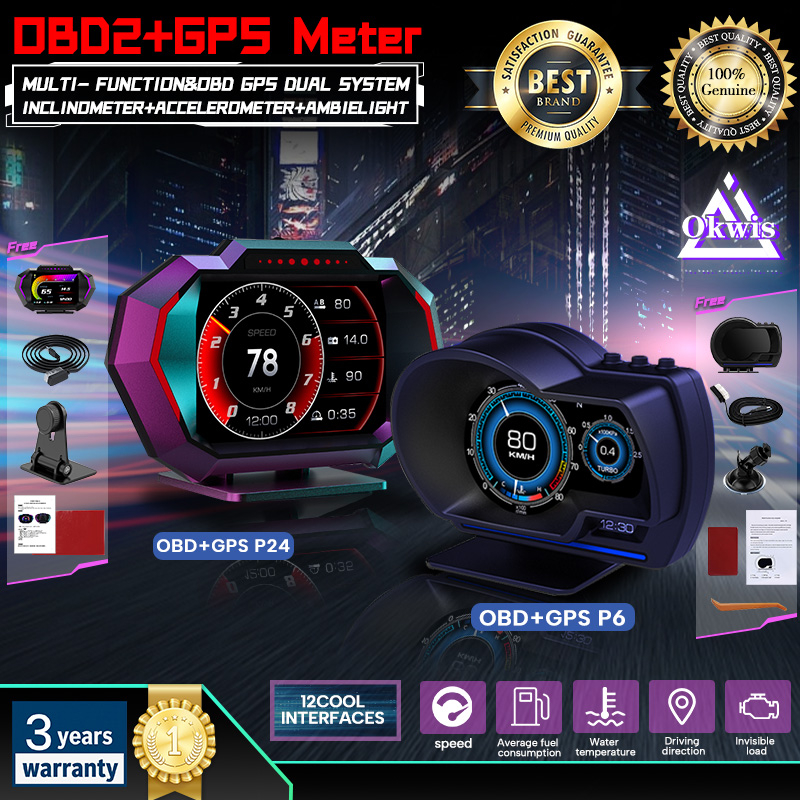⚡In Stock⚡P6 P24 Car Speed Gauge OBD OBD2 GPS Meter Accelerometer Alarm ...