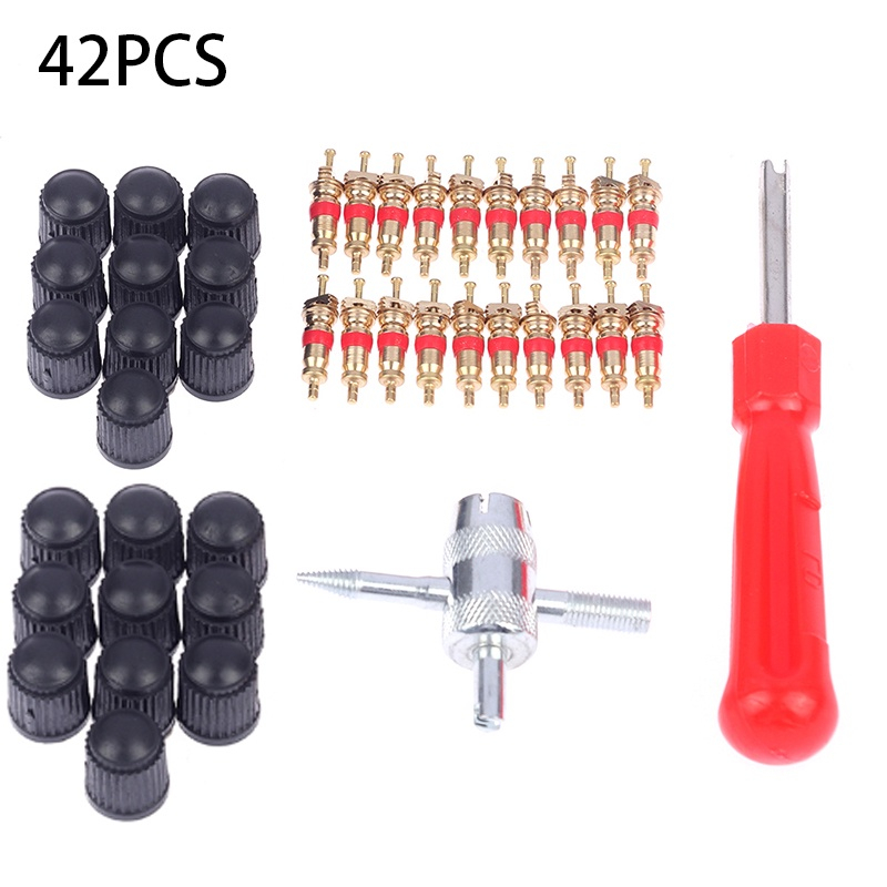 42Pcs Tire Valve Repair Tool Set /Brass Valve Cores Valve Stem Remover ...
