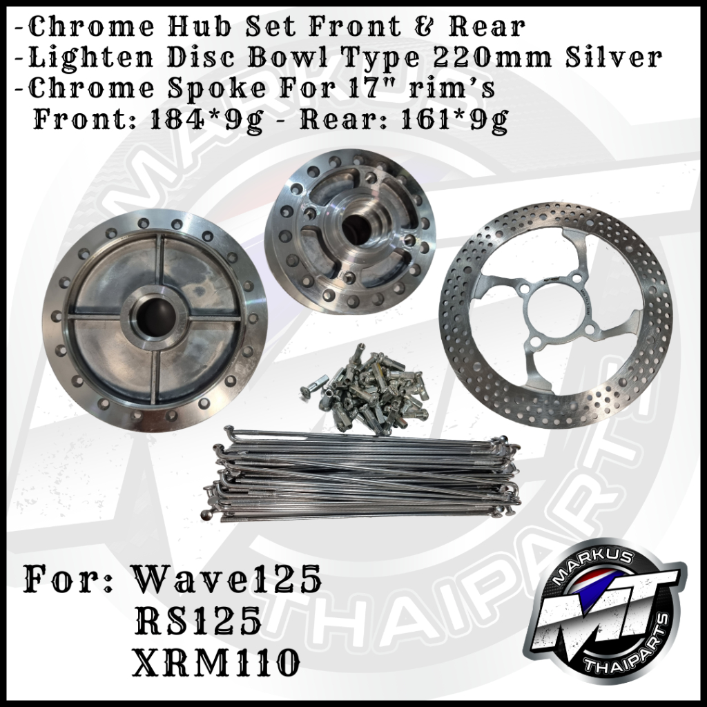 Hub Set with Disc and Spoke set for Wave 125 - Wave 110 - RS 125 - XRM ...
