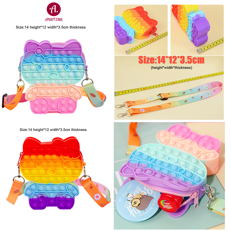 Multifunctional Pop it bag for kids silicone fidget toy for baby girl ...