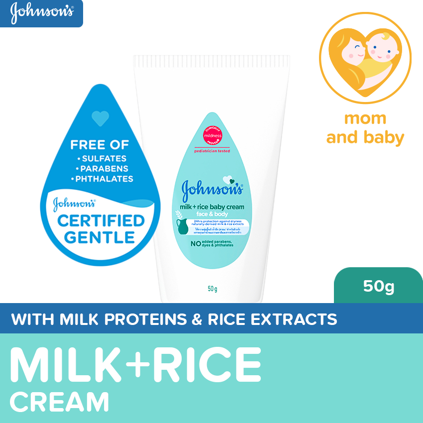 Johnson's Milk+Rice Baby Cream 50g: baby milk lotion, best baby lotion ...