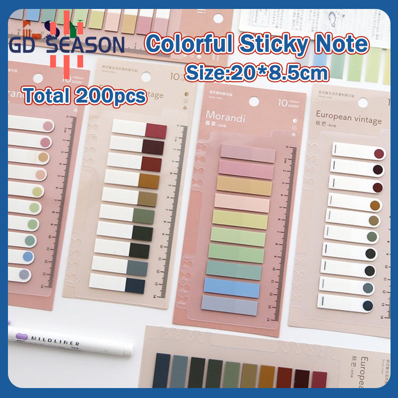 200pcs Colorful Sticky Note Memo Pad Lable Sticker Bookmarks Notepad ...