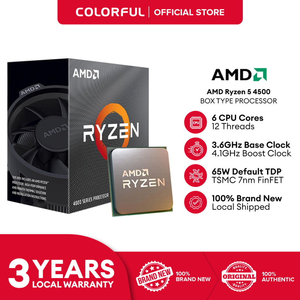 AMD Ryzen™ 5 4500 Boxed Desktop Processor (w/ Stock CPU Cooler ...