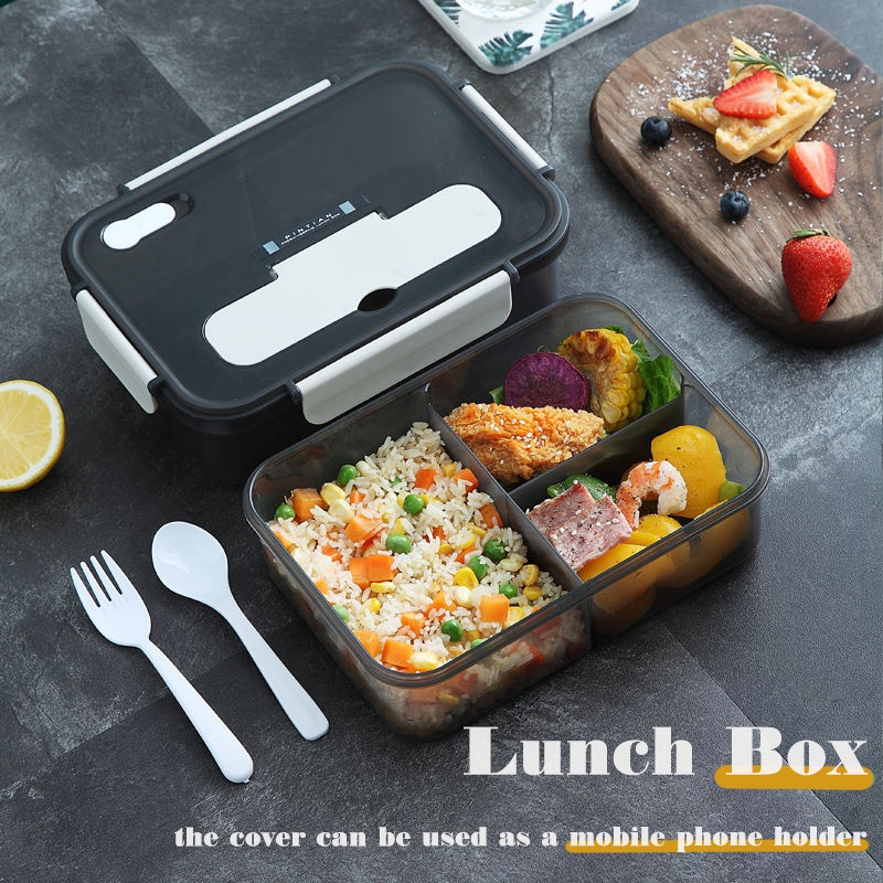 Lunch Box aesthetic lunch box with Fork Spoon Large capacity Bento 2/3 ...