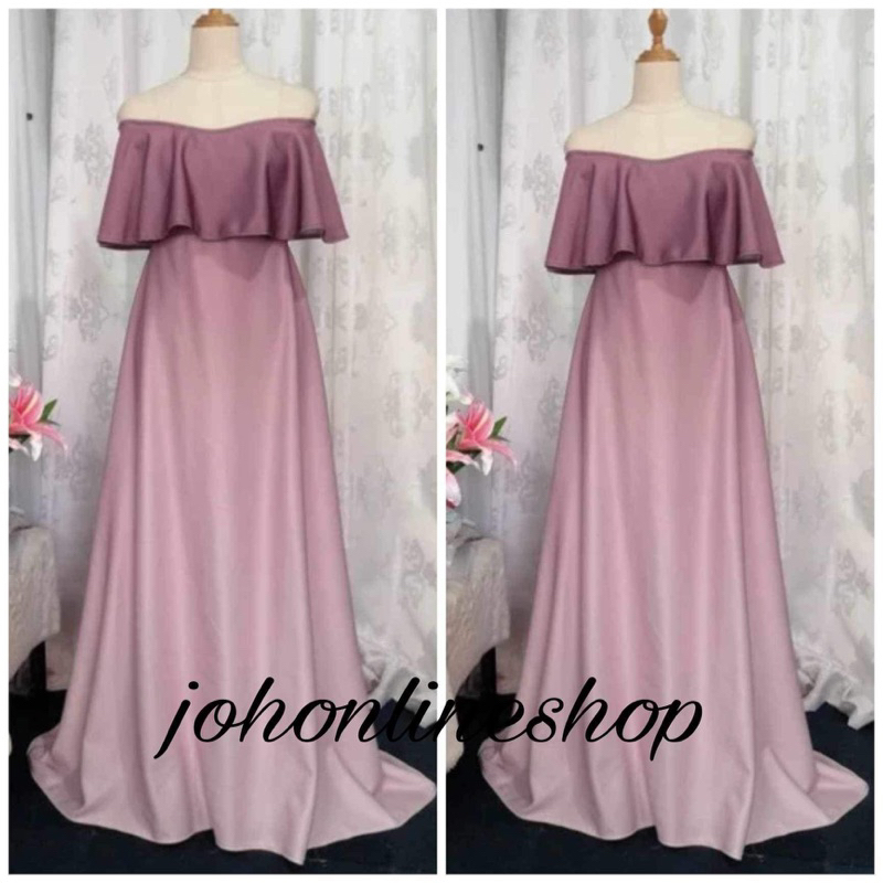 mauve ombre off shoulder neoprene gown for entourage | Shopee Philippines