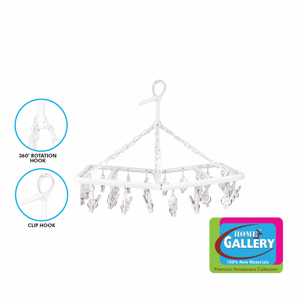 Home Gallery Plastic Hanger With 24 Pegs, PP (Polypropylene ...