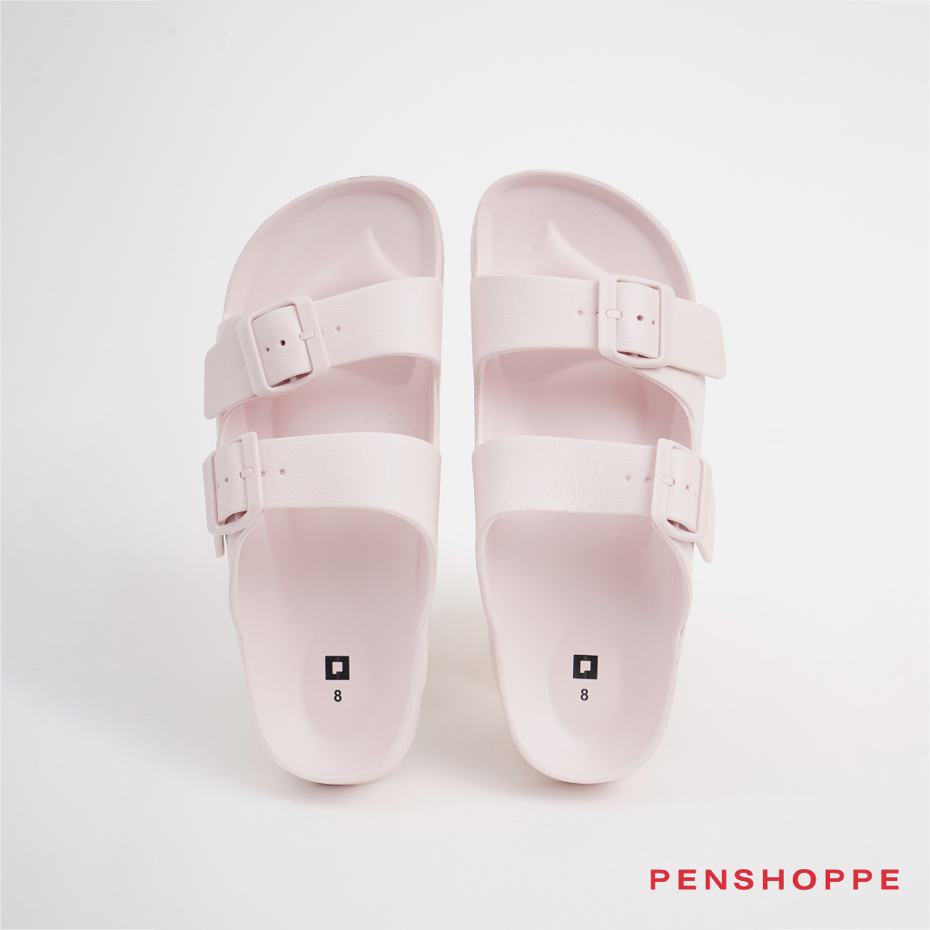 Penshoppe Two Band Slides Slippers For Women (Baby Pink/Black/Bone ...