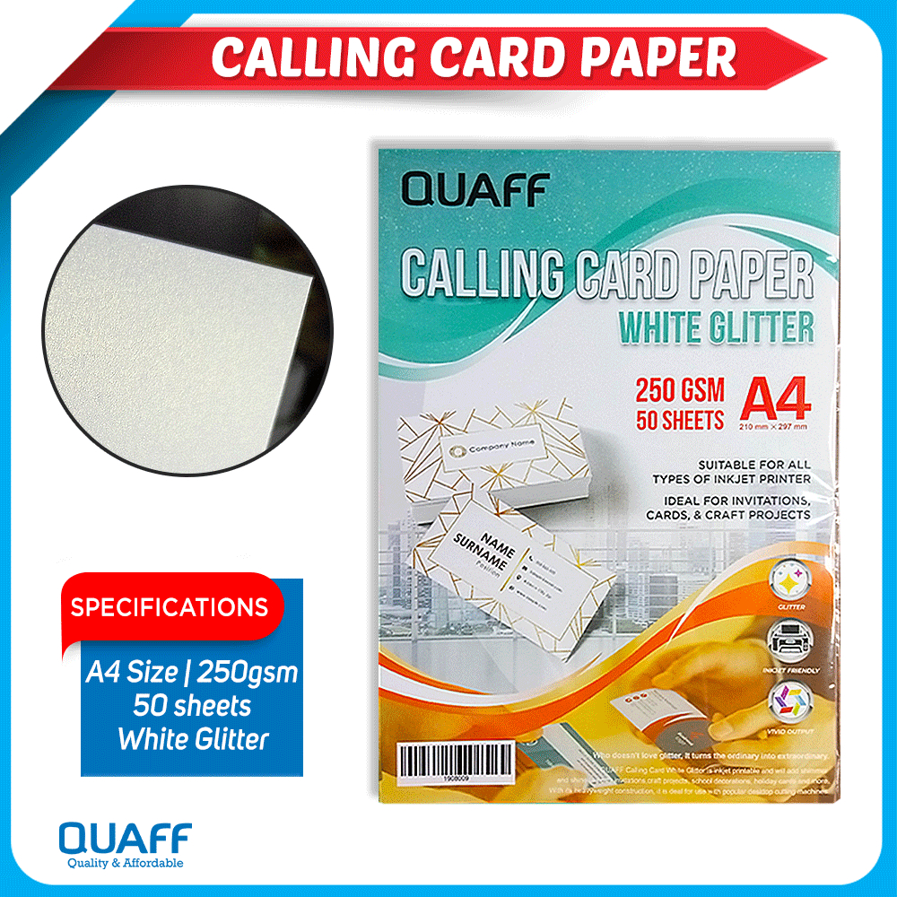 QUAFF Calling Card Paper 250GSM A4 White(Glitter) | Shopee Philippines