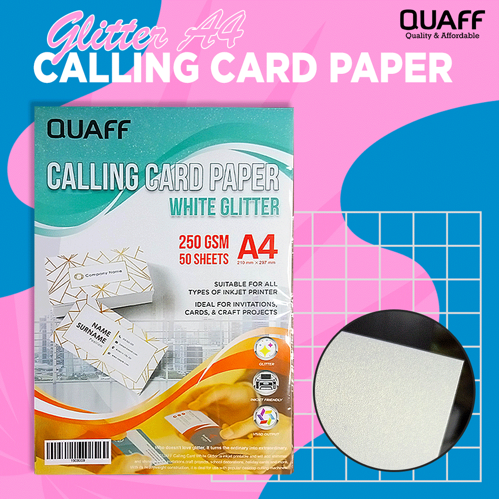 QUAFF Calling Card Paper 250GSM A4 White Glitter | Shopee Philippines