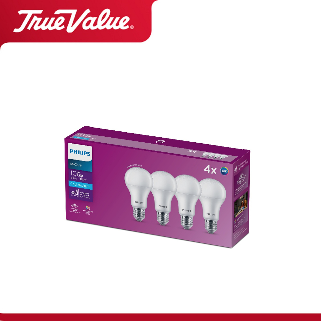 Philips LED Bulb E27 10W 6500K 230V 4pcs – Daylight Bright | Energy ...