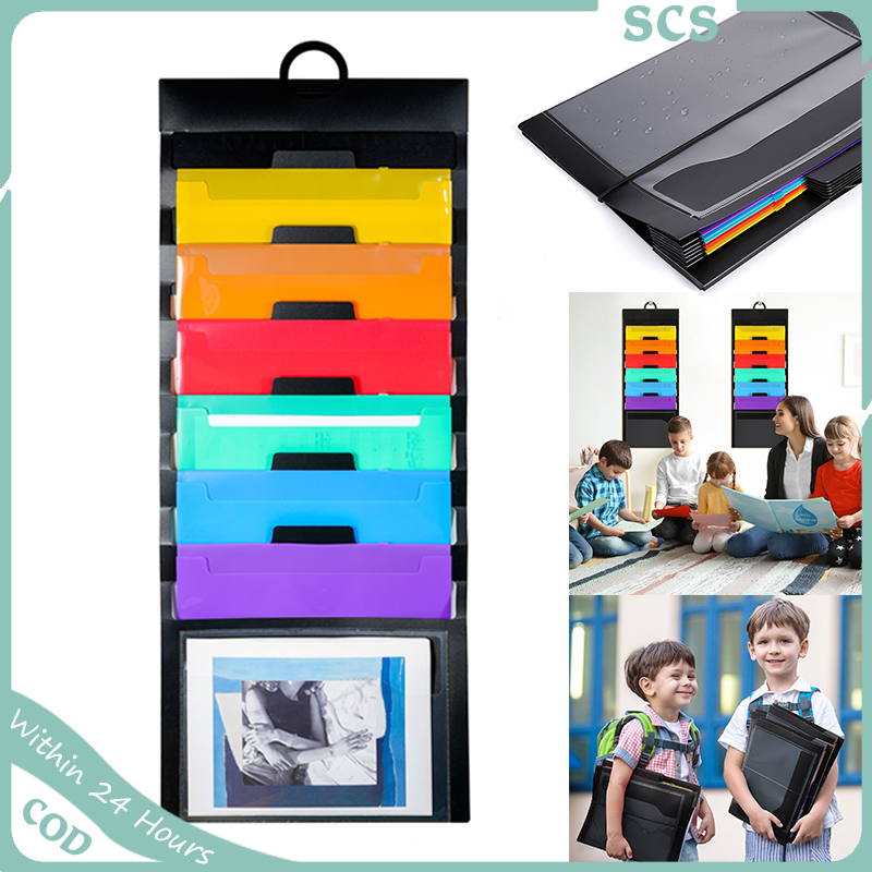 Hanging Wall File Organizer 6 Pockets Rainbow File Storage Bag for ...