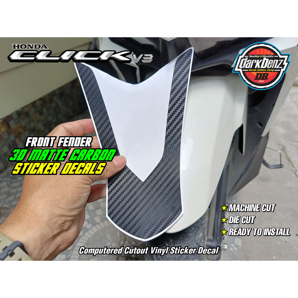 Honda Click Version 3 New Front Fender Matte Carbon Fiber Sticker Decal ...