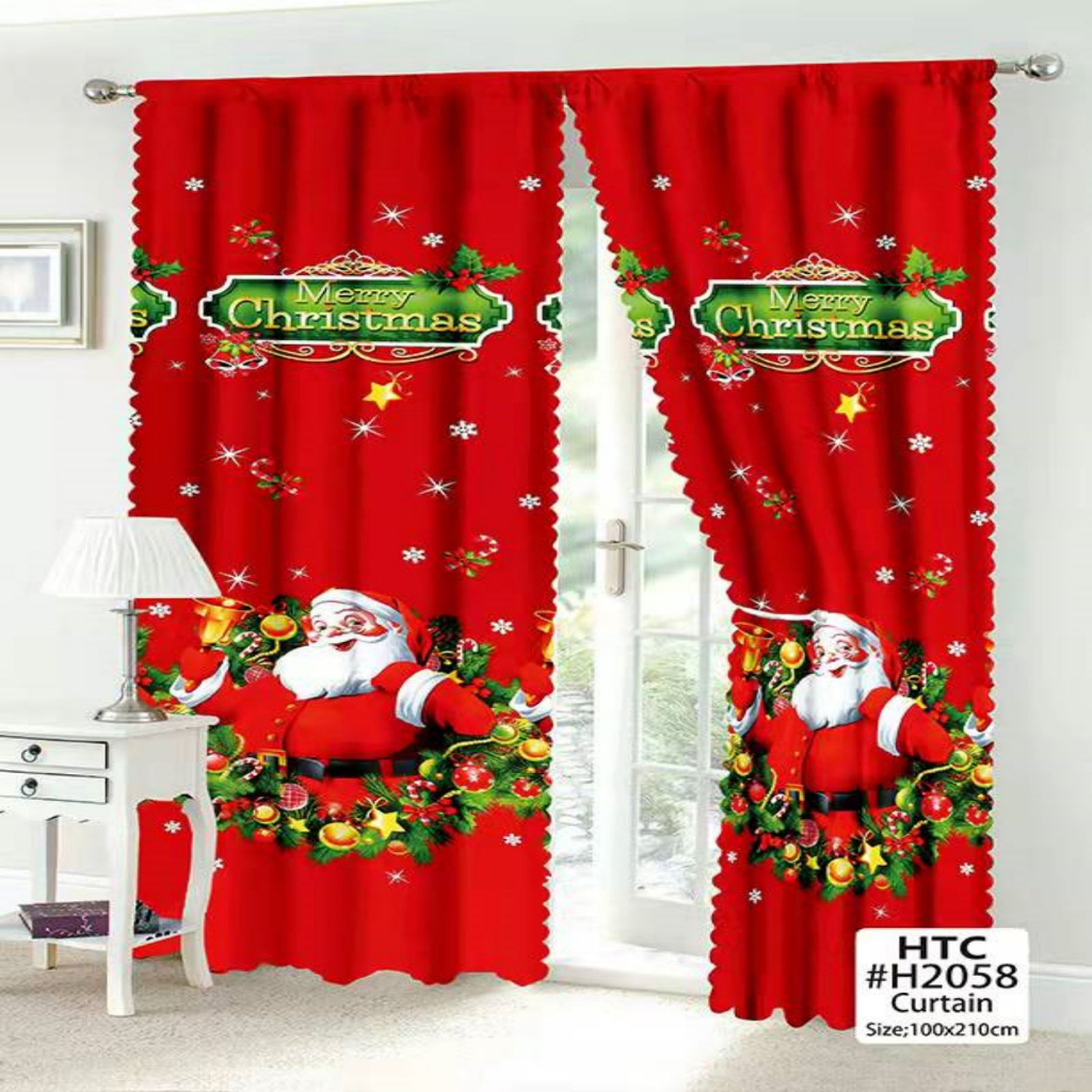 5D Christmas Curtain Party on Sales Window Door Room Home Living ...