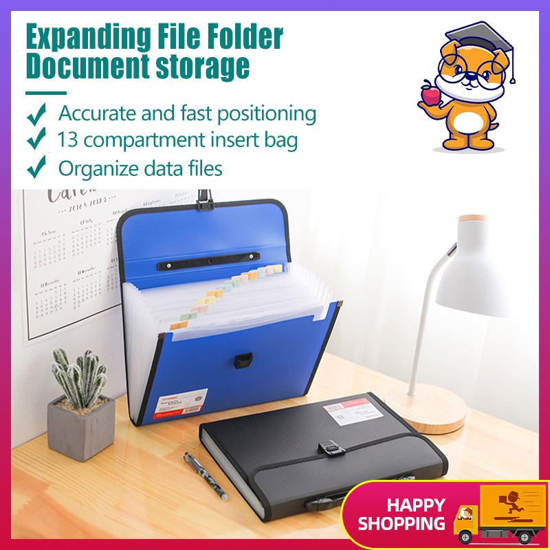 A4Expanding File Folder Document storage with handle 13 Pockets Size ...