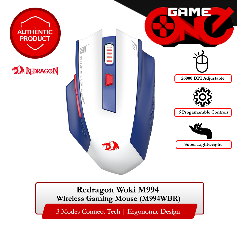 Redragon Woki M994 Wireless Gaming Mouse (M994WBR) - White/Blue | Shopee Philippines