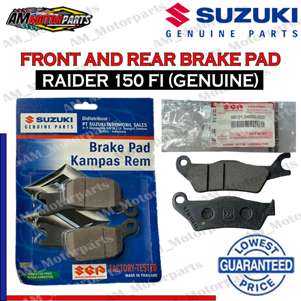 SGP FRONT AND REAR BRAKE PAD FOR RAIDER 150 FI (59101-34820-000/ 59100 ...