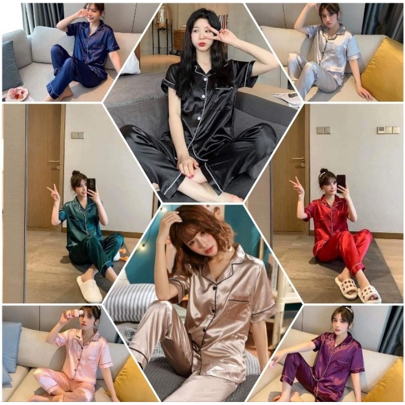 Silk Satin Pajama Terno | Shopee Philippines
