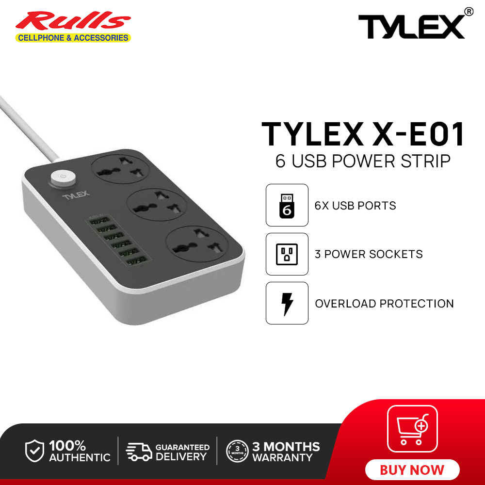 TYLEX X-E01 USB Power Strip 3.1A AC100-250V Max 2500W 10A | Shopee ...