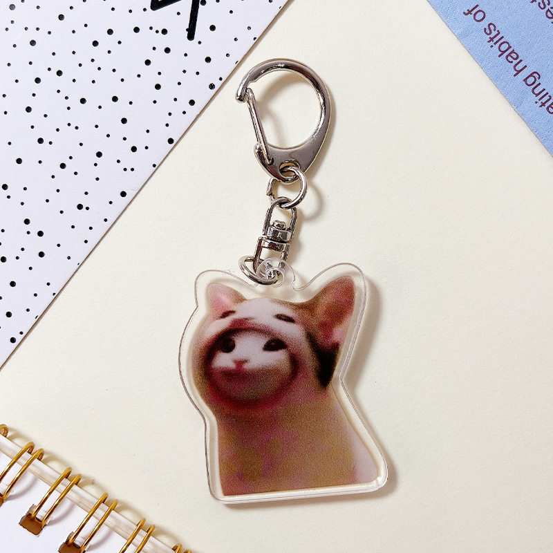 Funny Cute Crying Banana Cat Keychain Acrylic Cartoon Key Ring | Shopee ...