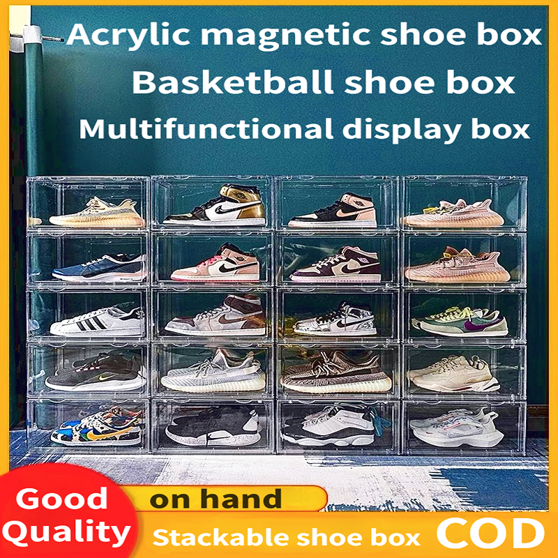 【Quality】Acrylic shoe box magnetic suction side opening multifunctional ...