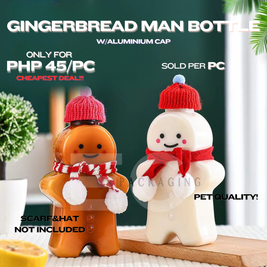 [EC] GingerBread Man PET Plastic Bottle w/aluminum cup Juice Milk tea ...