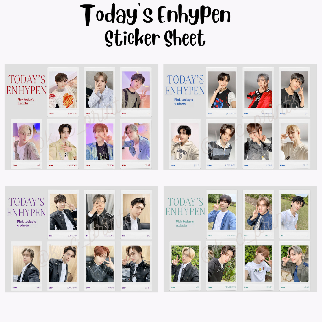 *NEW* Today's Enhypen Sticker Sheet Jungwon Heeseung Jay Jake Sunghoon ...