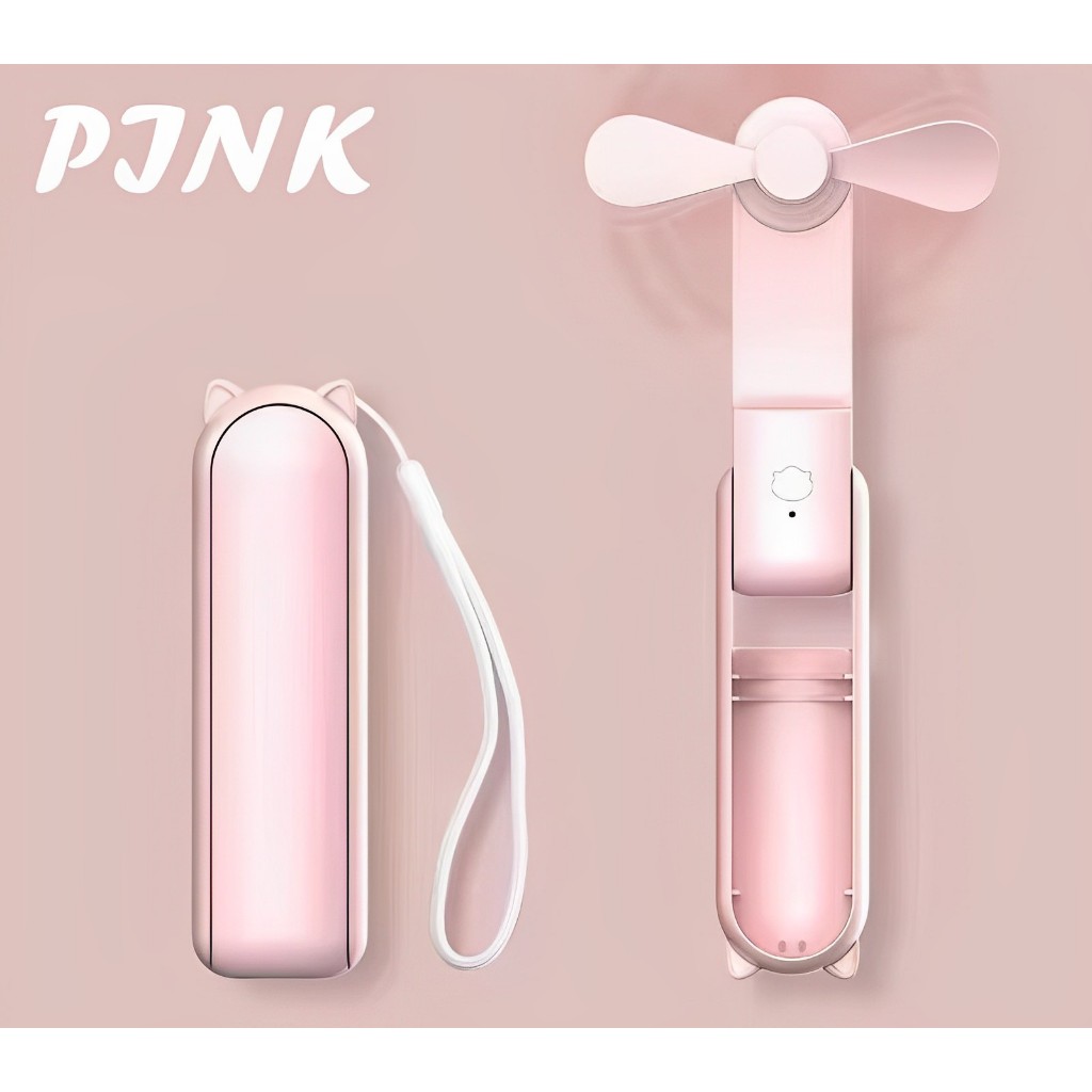 USB Rechargeable Handy Mini Folding Fan With Power Bank And Lanyard ...