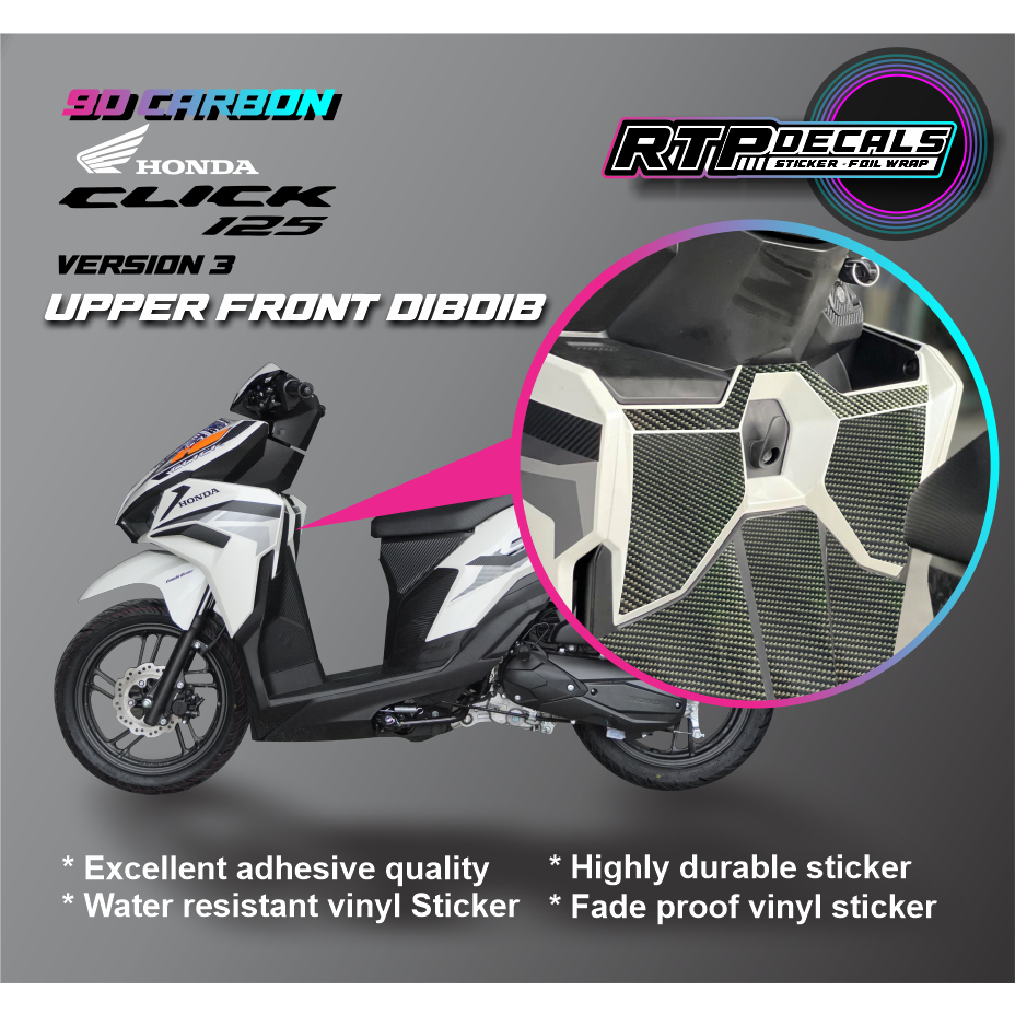 HONDA CLICK 125 V3 UPPER FRONT DIBDIB CARBON FIBER DECALS STICKER(NEW ...