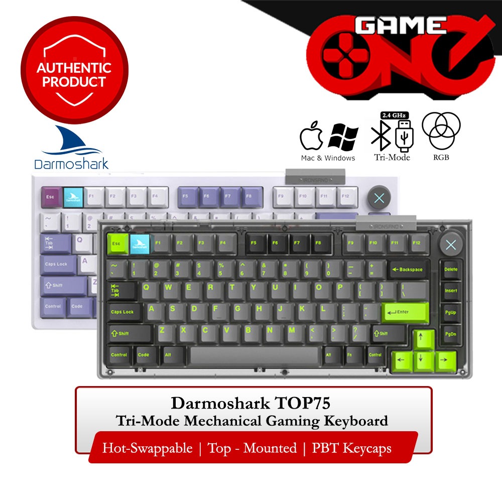 Darmoshark TOP75 Tri-Mode RGB Backlit Mechanical Gaming Keyboard ...