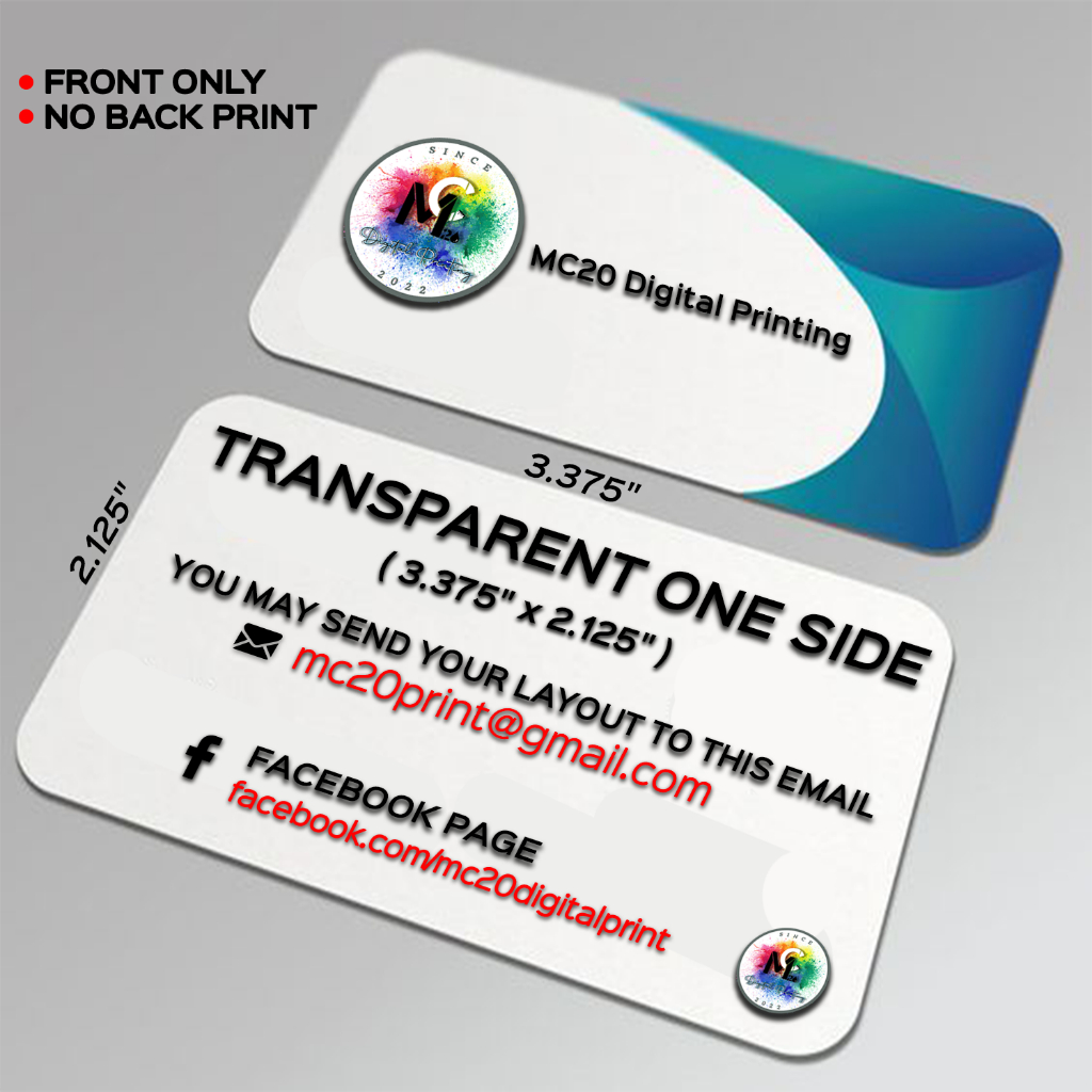 Calling Card / Business Card (Matte, Glossy, Transparent, Glittery ...