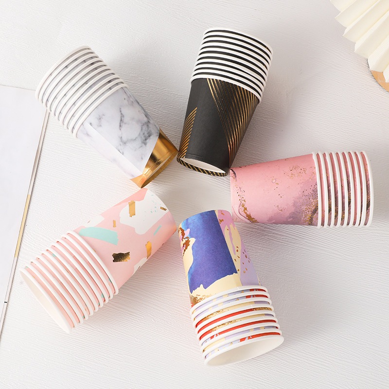 9oz Disposable Paper Cups European Style Bronzing Paper Cups Party ...