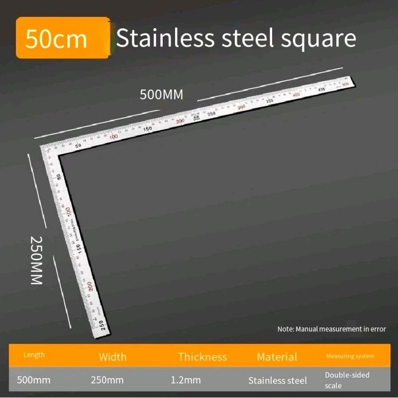 L-Type Square Stainless Steel 90 Degree Angle Metric Try Mitre Ruler ...