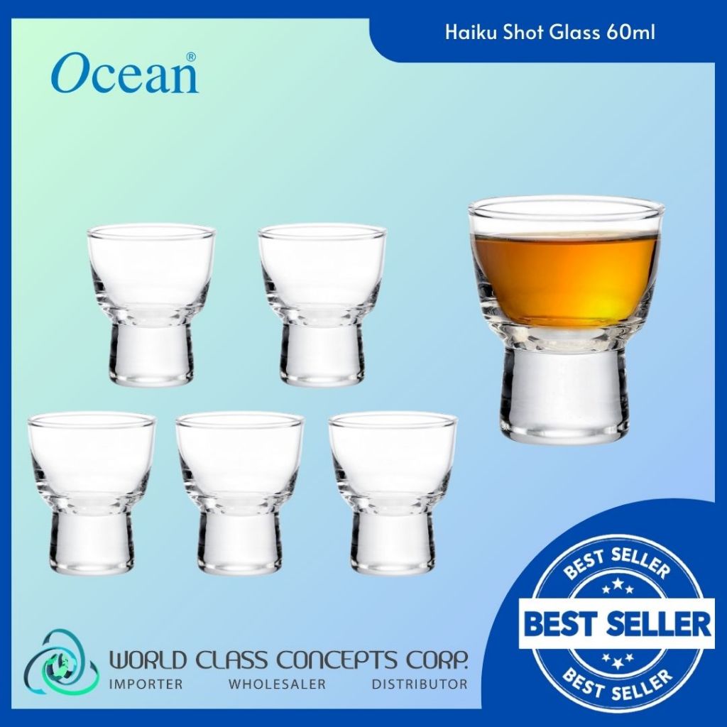 Ocean Glass Haiku Shot Drinking Glass ShotGlass Shot 2 Oz. / 60 Ml (Set ...