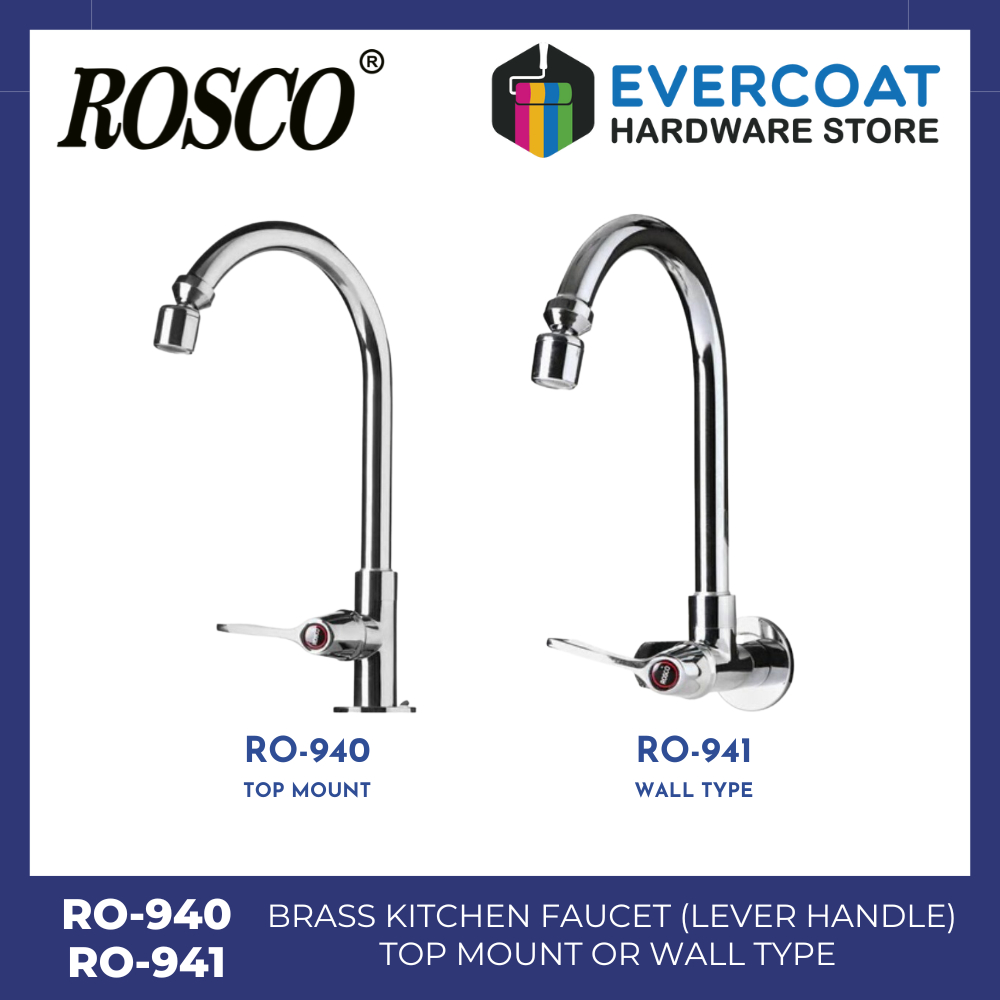 RO-940 & RO-941 Rosco Brass Kitchen Faucet Lever Handle, Top Mount or ...