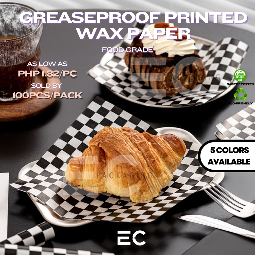 [EC] Grease Proof Paper Food Wrapper Food Liner Wax Paper Checkered ...