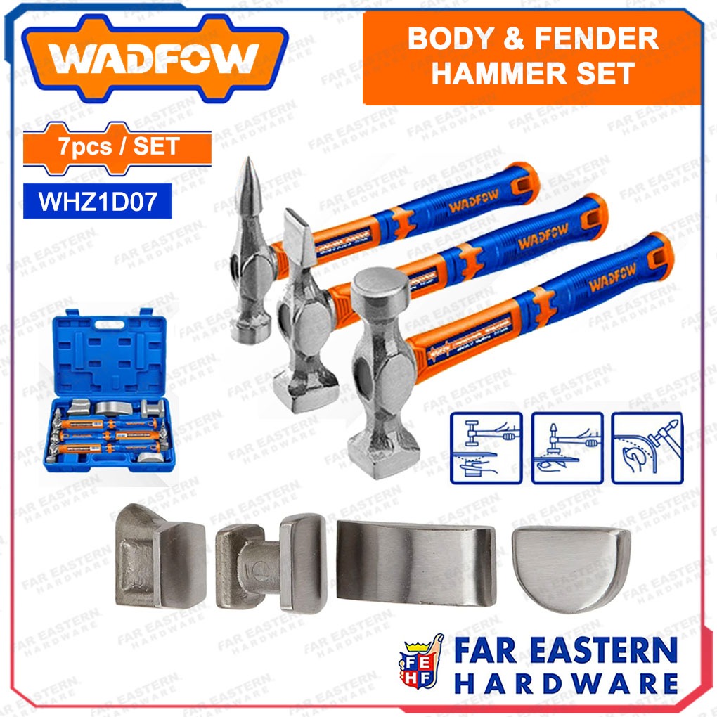 WADFOW Body And Fender Dolly Hammer 7pcs Set DIY Car Body Repair Tool ...