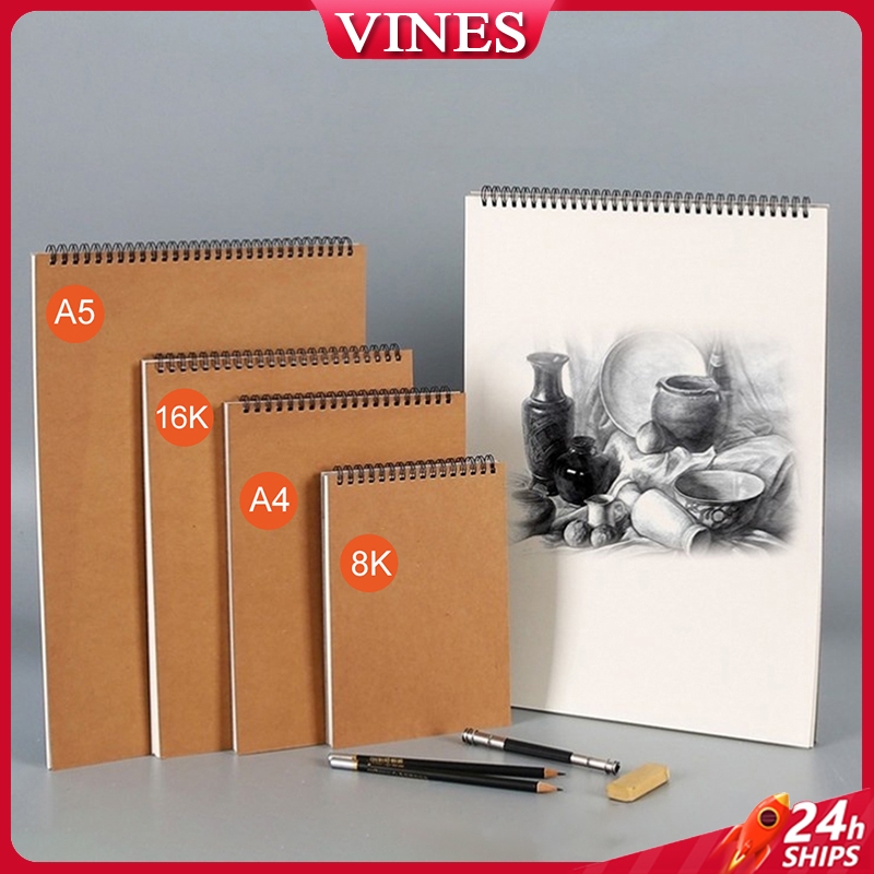 A4 A5 Sketchbook Professional Sketch Spiral Notebook Thick Kraft Paper ...