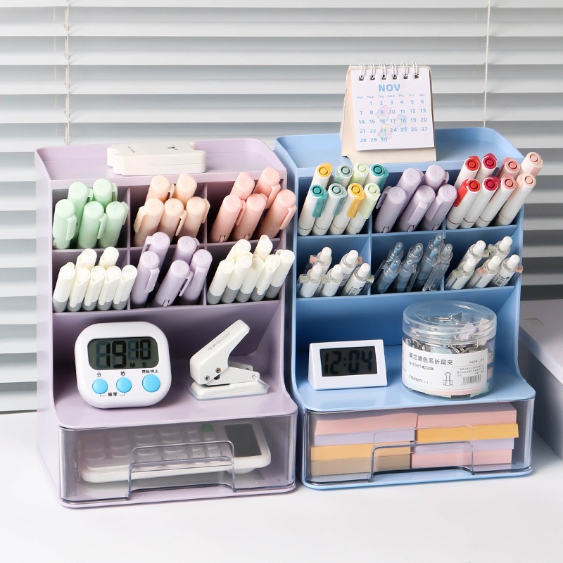 Multiple Pen compartments Pastel Macaroon Desktop Oblique Pen Holder ...