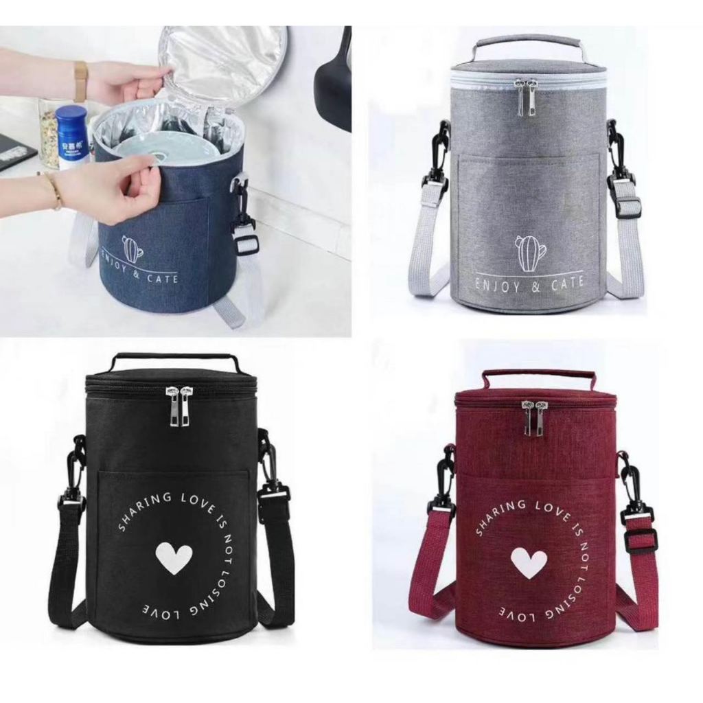 Cylindrical Round lunch bag cooler bag waterproof insulated picnic bag ...