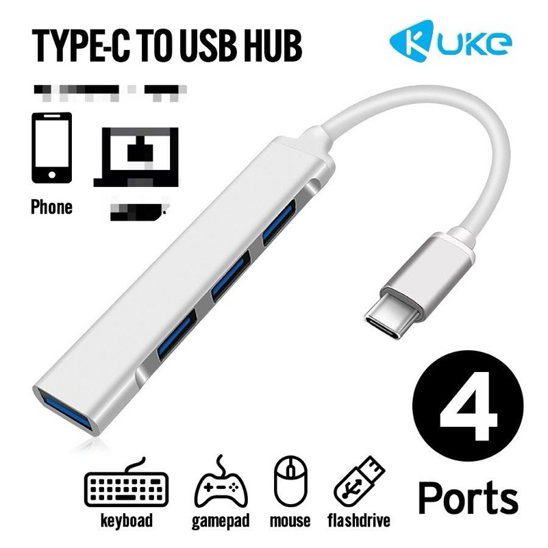 KUKE Type-C To 4 Usb Hub Expander Ultra-Thin Mini Portable 4-Port Usb 3 ...
