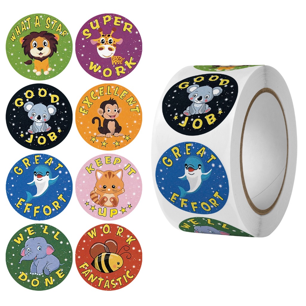 500pcs/roll 2.5CM round shape emoticon toys stickers teacher children ...