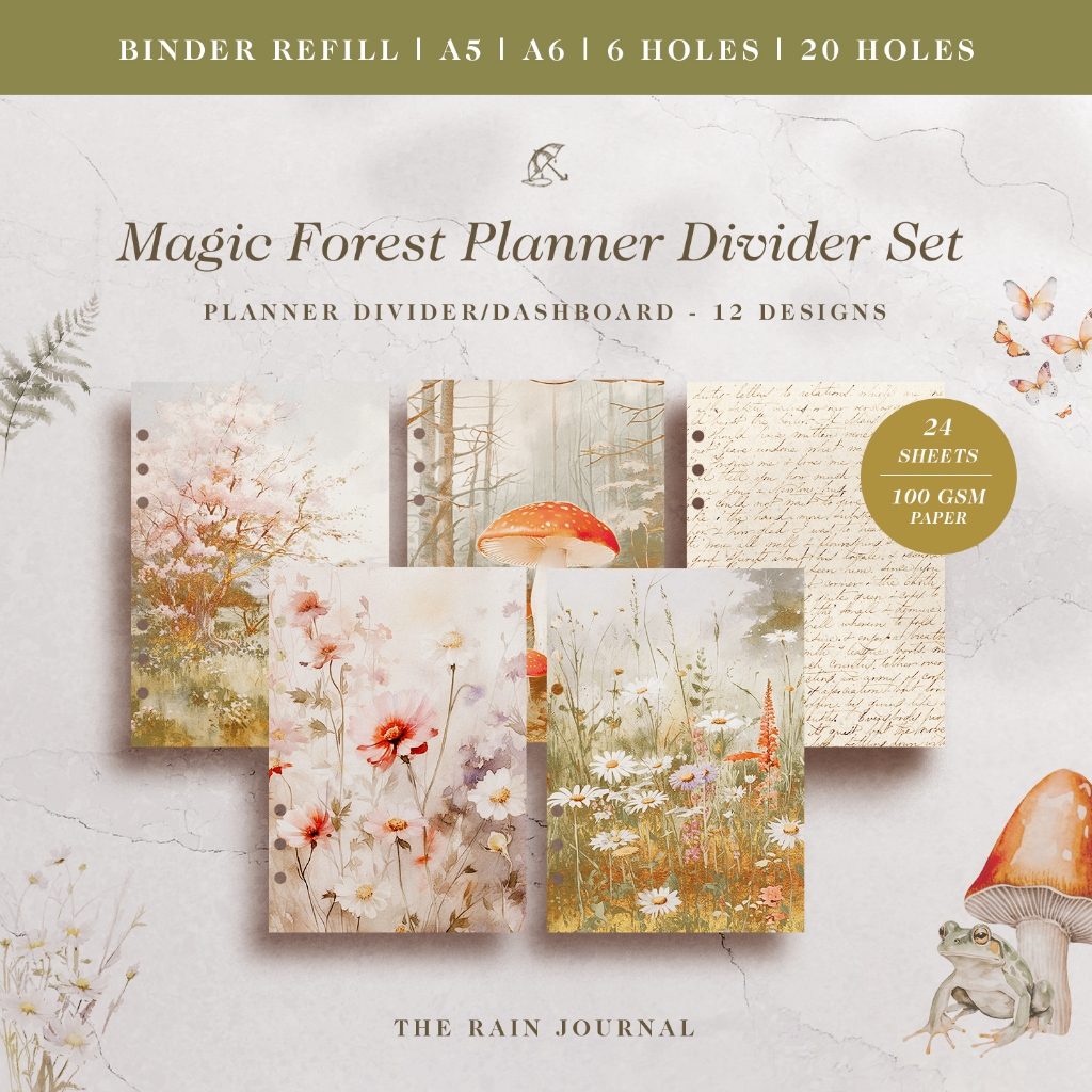 24 Sheets Magic Forest Planner Divider Set for Ring Binders - Printed ...